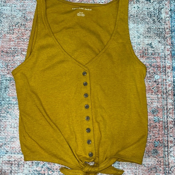 American Eagle Outfitters | Tops | Nwot American Eagle Button Down Waist Tie Gold Yellow Tank ...